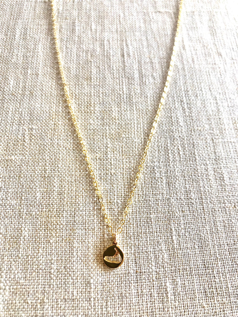 Gold Tiny Nantucket Island Cut Out Necklace – ACK 4170®